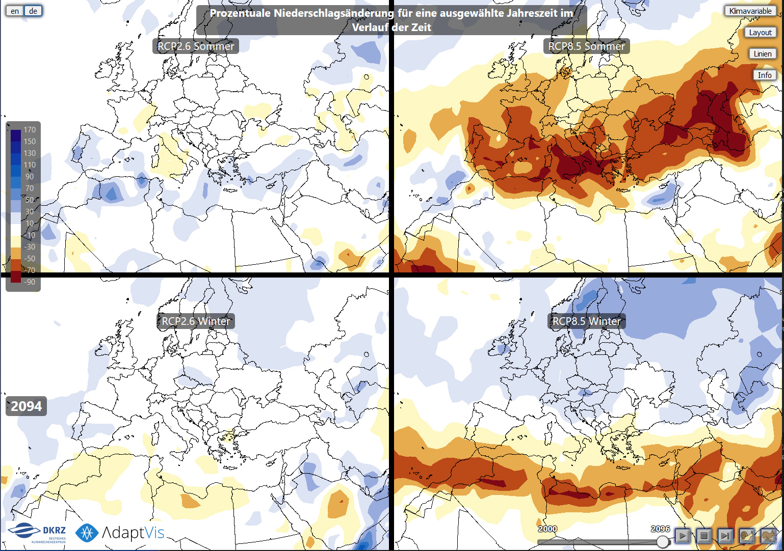 Interactive web-visualization of IPCC scenario simulations — English